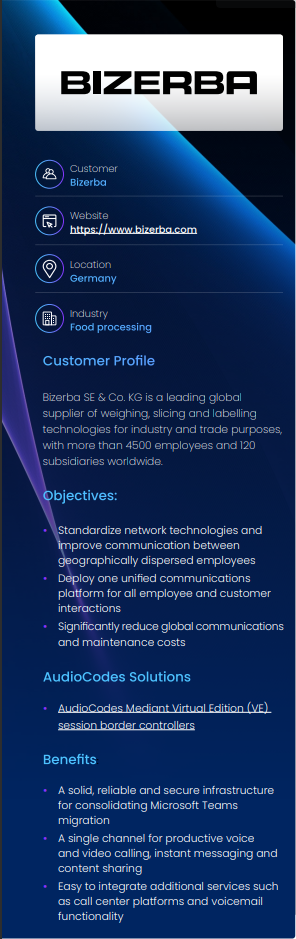 AudioCodes Success Story Bizerba - AudioCodes Case Study - binder Systemhaus GmbH